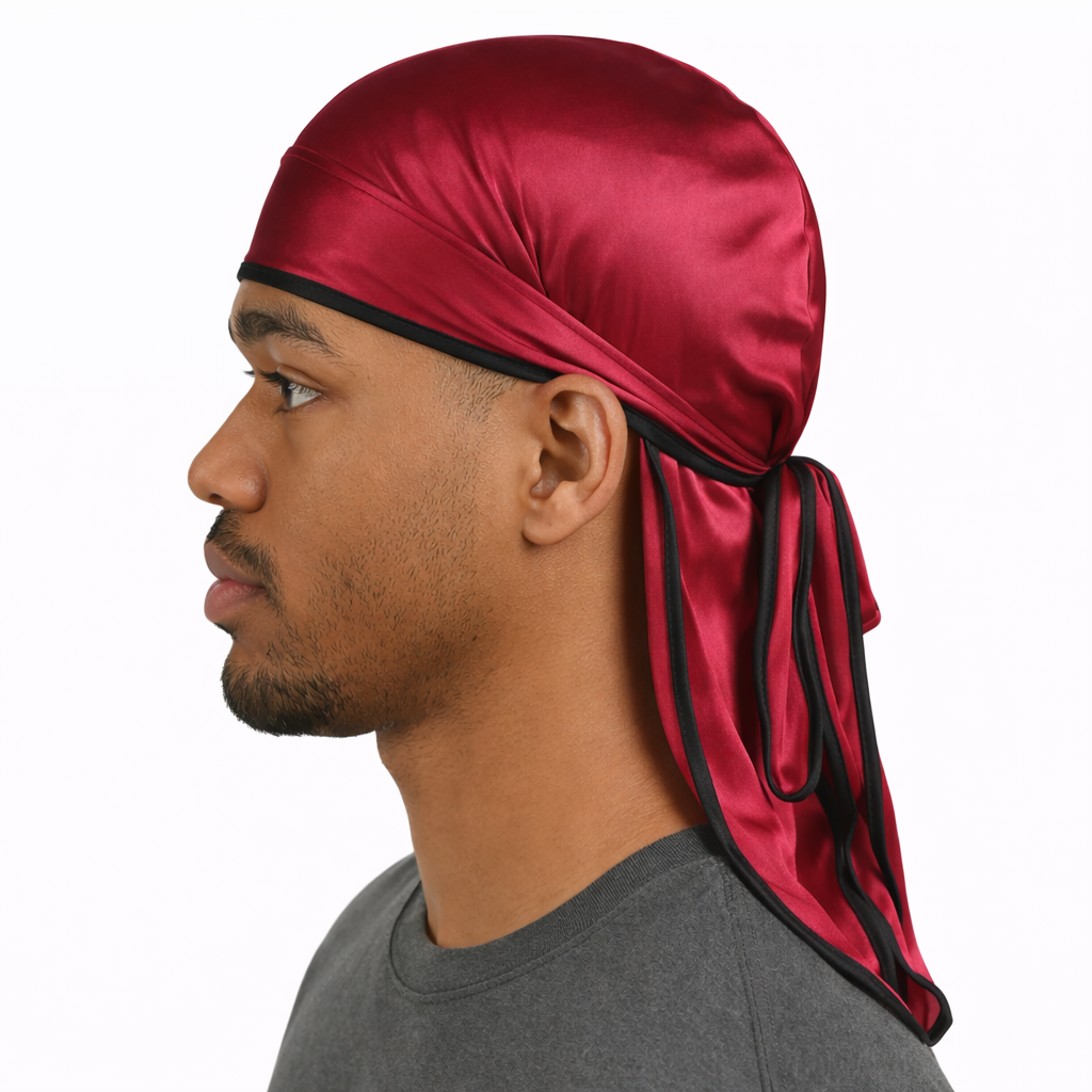 Red & Black Satin Durag | OZ Durag